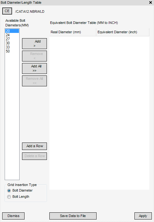 Create Nominal Bore World