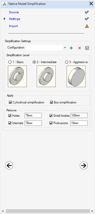 Model Simplification Settings