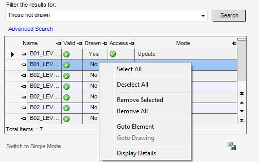 Search Results Table