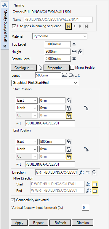 Modify Straight Wall