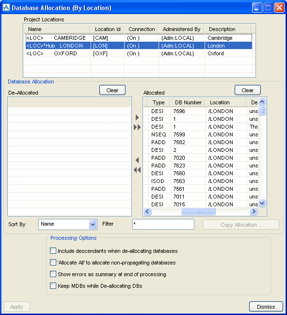 Allocating a Database to a Location